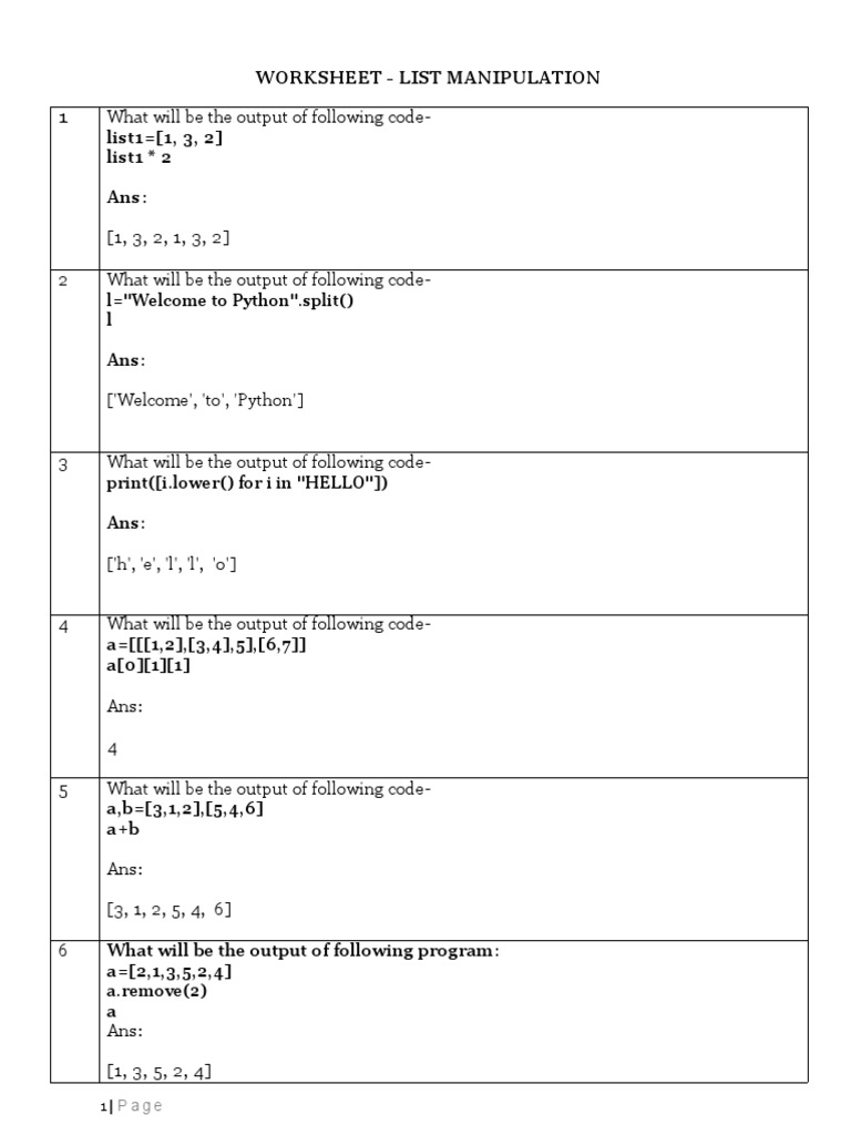 Worksheet - List Xi 1 | PDF | String (Computer Science) | Software Development