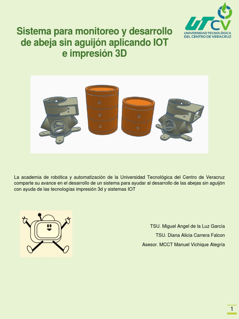 Sistema para El Desarrollo y Monitoreo de Abeja Sin Aguijón Utilizando IoT e Impresión 3D | PDF ...