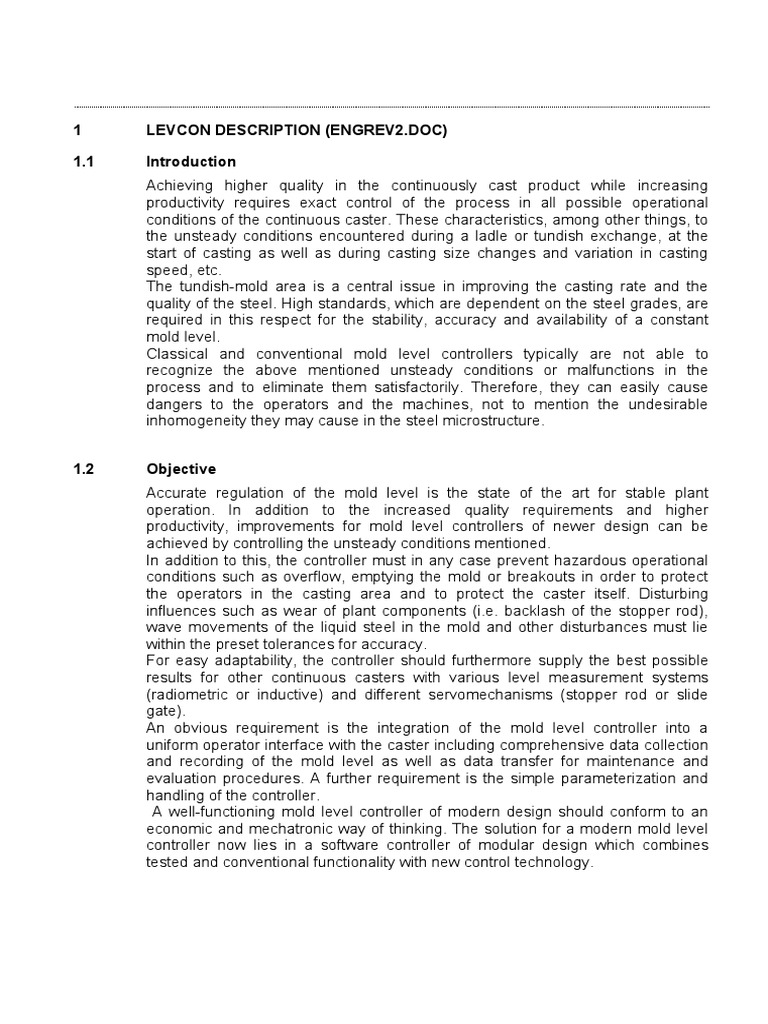 Levcon Mold Level Controller | PDF | Control Theory | Casting ...