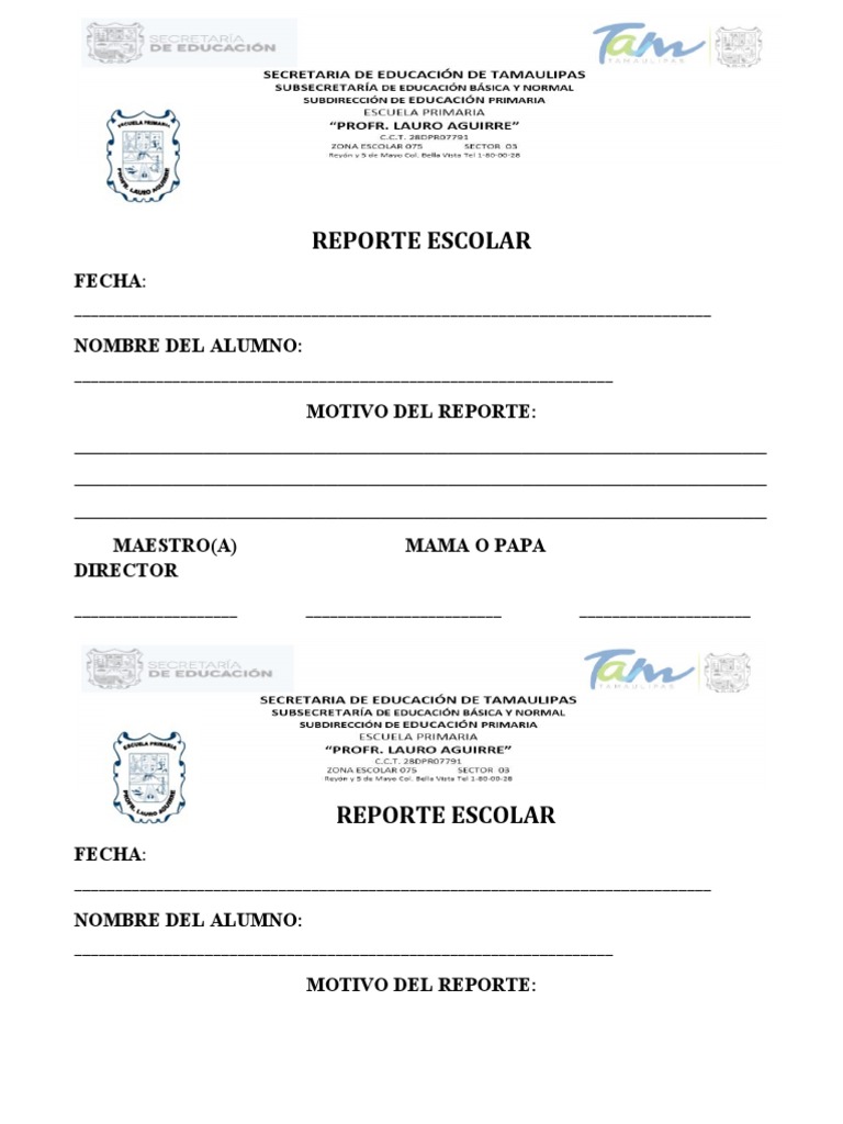 Reporte Escolar | PDF