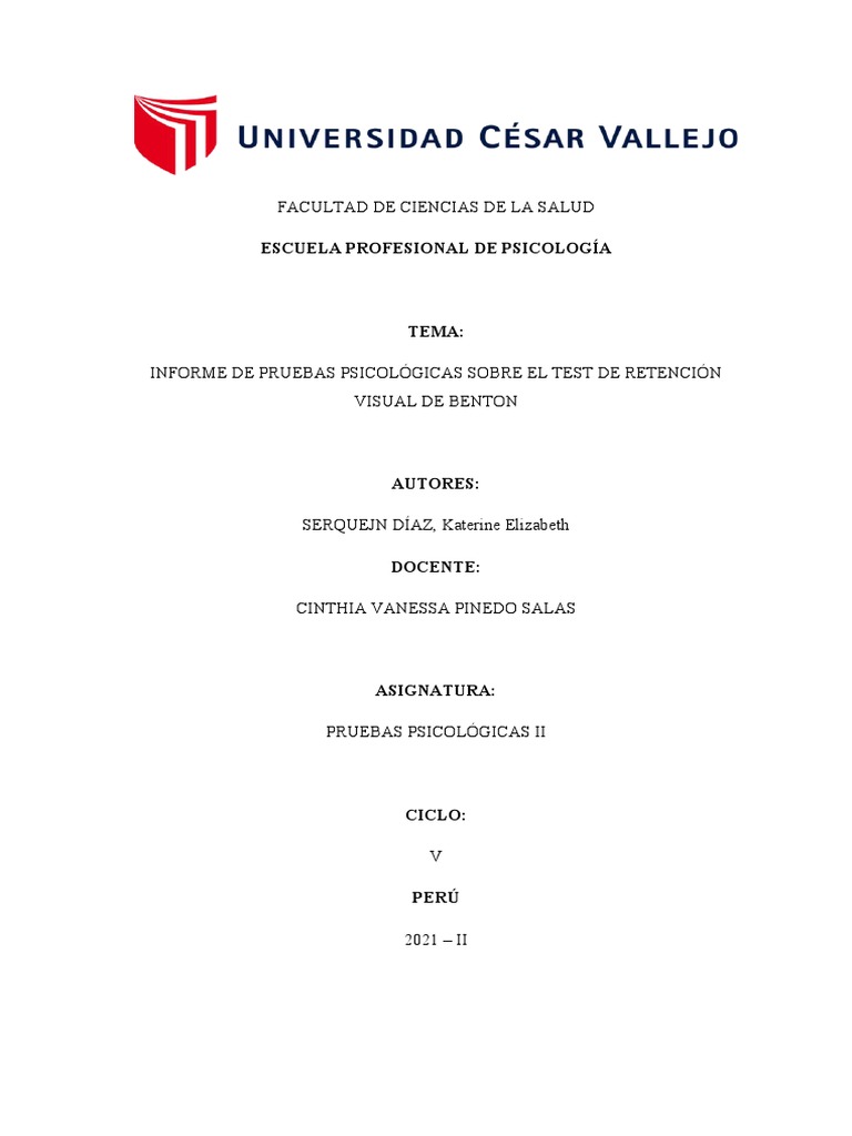 Análisis del desempeño en el Test de Retención Visual de Benton de un ...