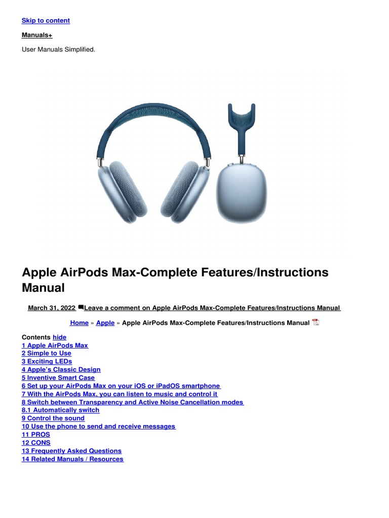 Apple Airpods Max Complete Features Instructions Manual | PDF | Ios | Headphones