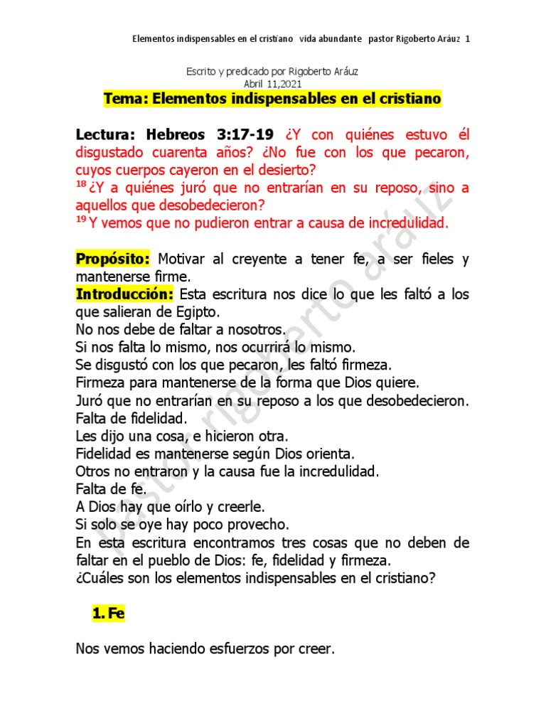 Elementos Indispensables en El Cristiano | PDF | Dios | Creencia religiosa y doctrina