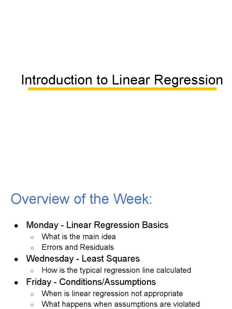 Week2 Mon IntroToRegression | PDF | Regression Analysis | Linear Regression Week2 Mon IntroToRegression | PDF | Regression Analysis | Linear Regression