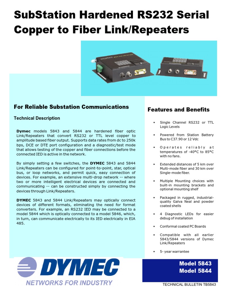 Dymec 5843/5844 Fiber Link/Repeaters | PDF | Computer Engineering ...