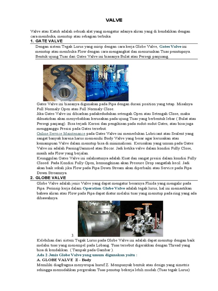 Berbagai Jenis Valve Dan Cara Kerja Valve | PDF