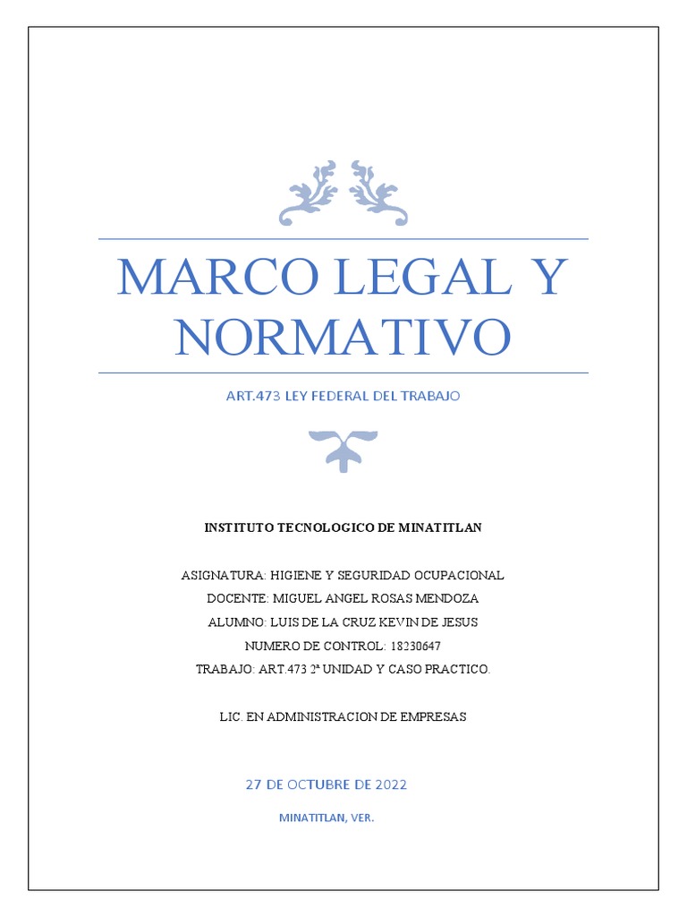 Marco Legal y Normativo Art.473 LFT | PDF | Ciencias de la Salud