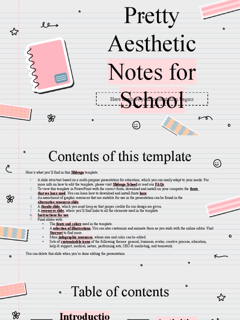 Pretty Aesthetic Notes For School - by Slidesgo | PDF | Planets | Solar ...