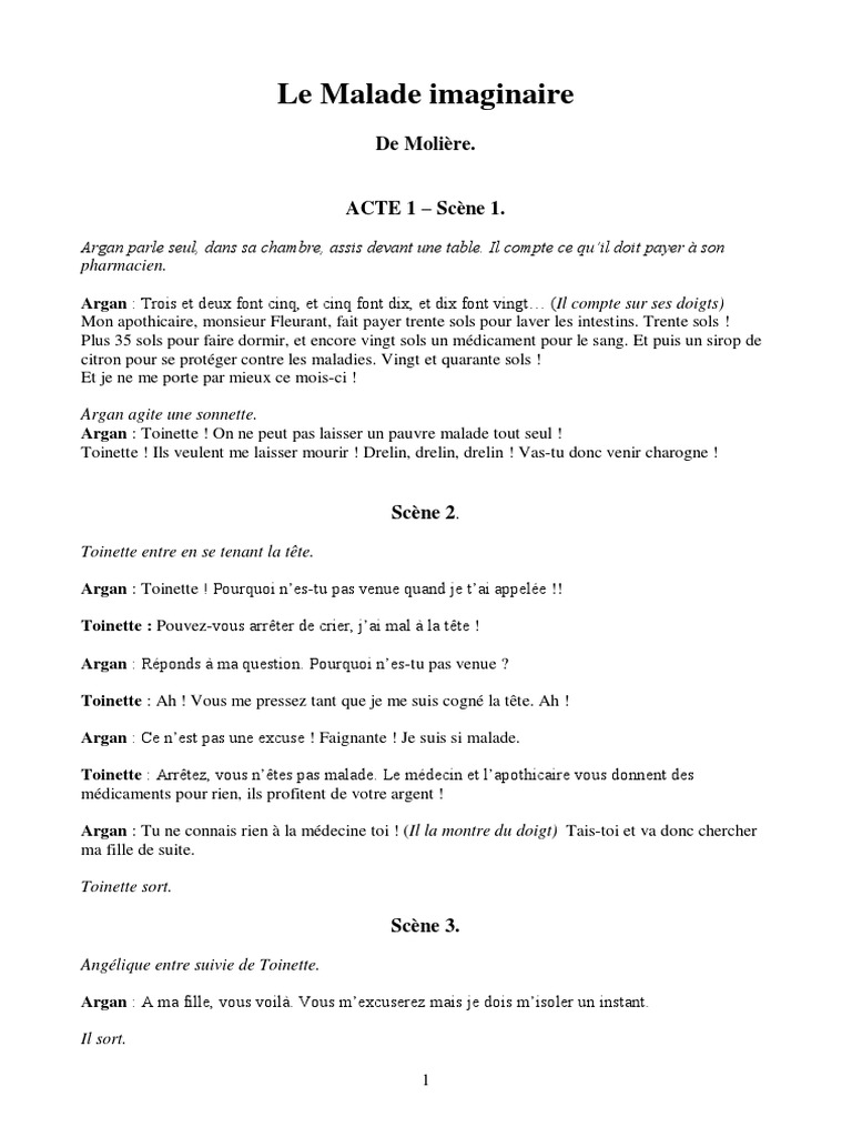 Le Malade Imaginaire | PDF