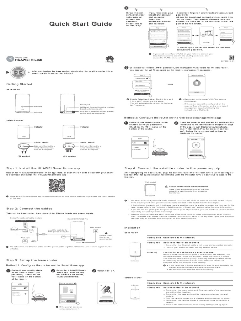 HUAWEI WiFi Q2 Pro Quick Start Guide - (WS5280-21&PT8020-21,01, EN ...
