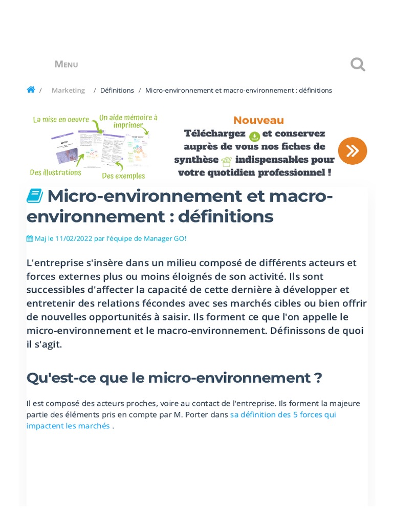 Micro-Environnement Et Macro-Environnement - Définitions | PDF ...