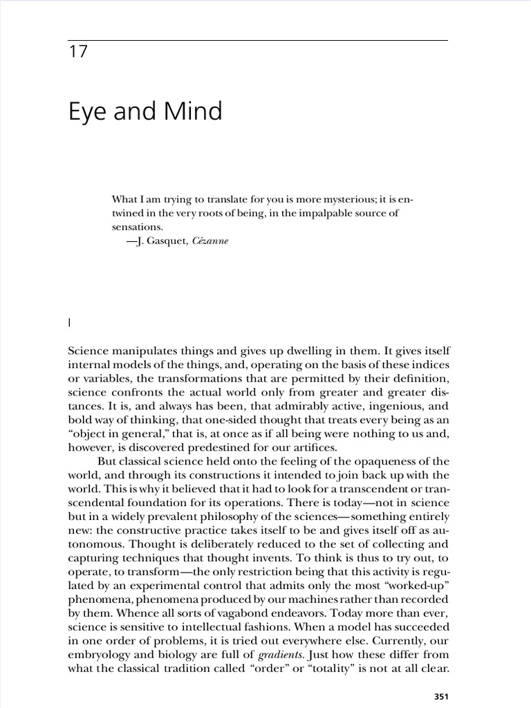 Merleau-Ponty - Eye and Mind (1961) | PDF | Thought | Space