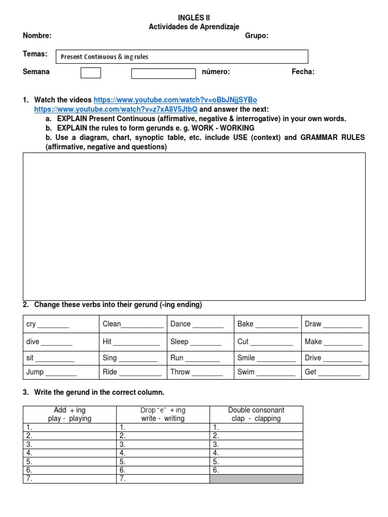 2 - Inglés II - Present Continuous | PDF | Linguistic Morphology | Morphology