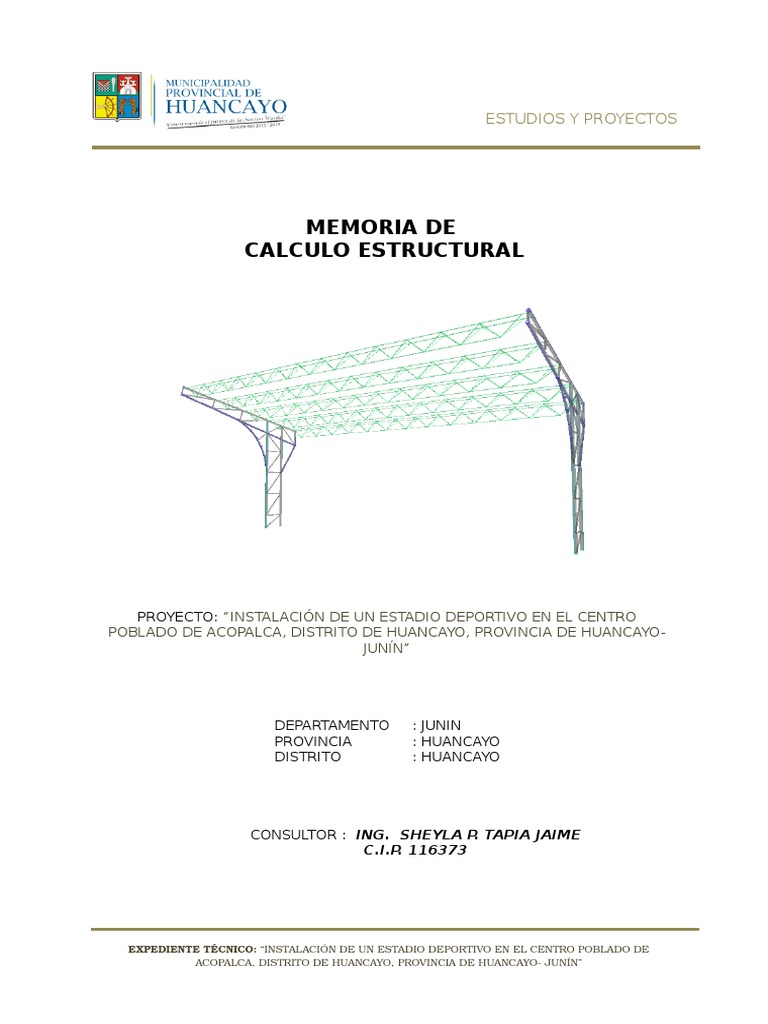 Memoria de Calculo Techo de Tribuna | PDF | Hormigón | Mecánica de ... Memoria de Calculo Techo de Tribuna | PDF | Hormigón | Mecánica de ...