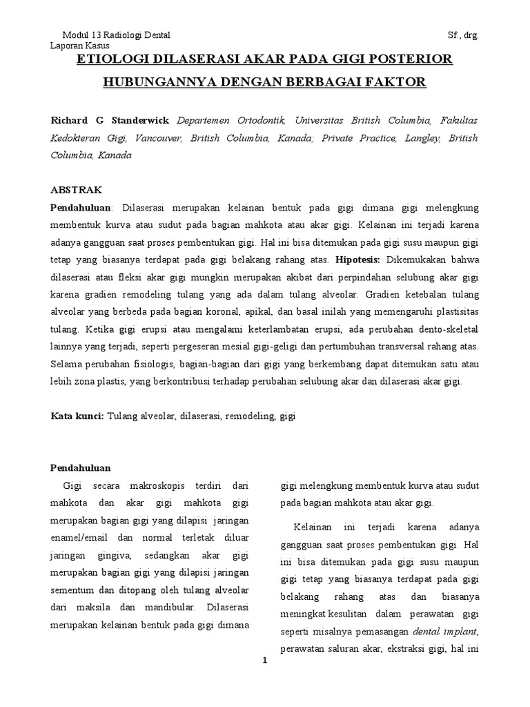 Etiologi Dilaserasi Akar Gigi Posterior | PDF