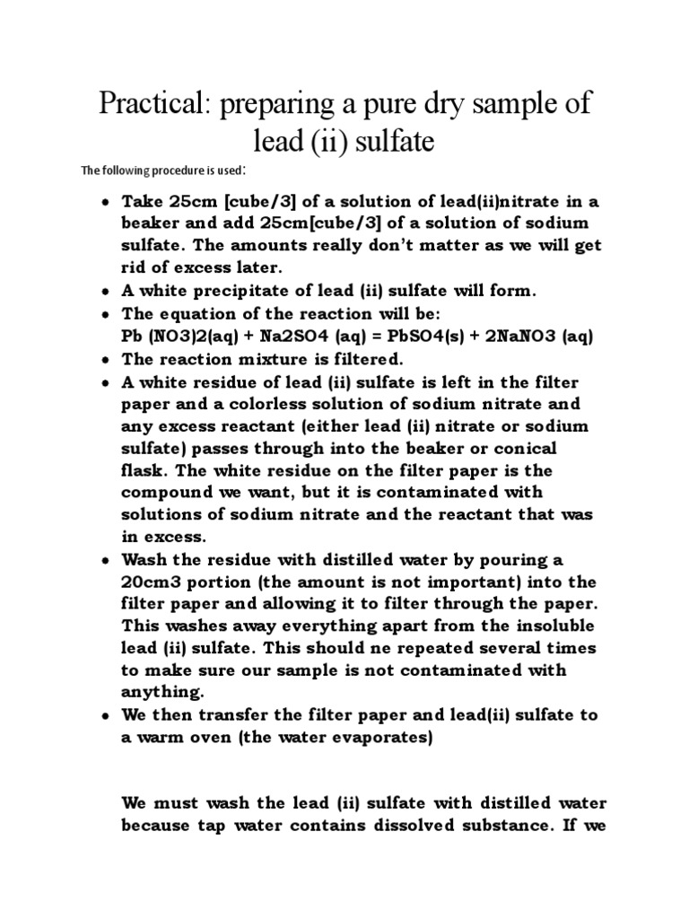 Lead (Ii) Sulfate | PDF