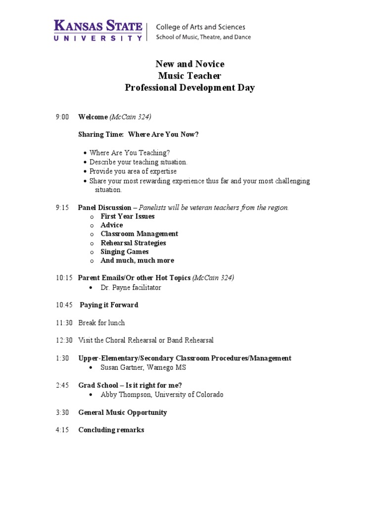 2022 New Music Teacher Inservice Day Sked | PDF