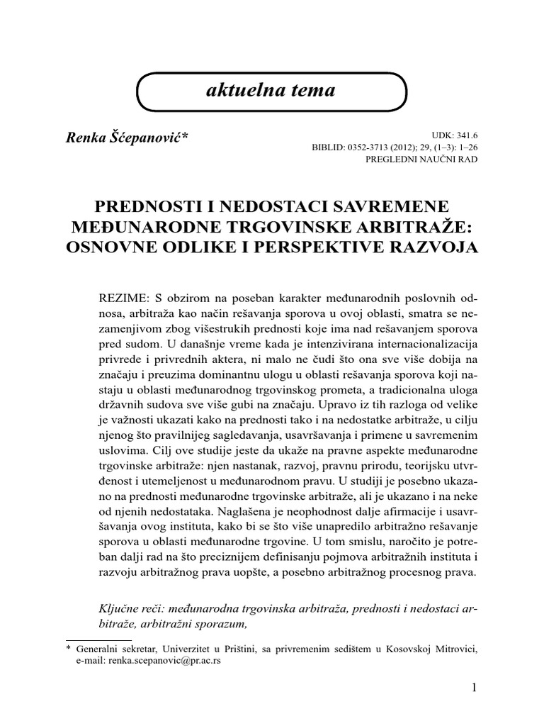 Lstosic, Advantages and Disadvantages of The Contemporary International ...