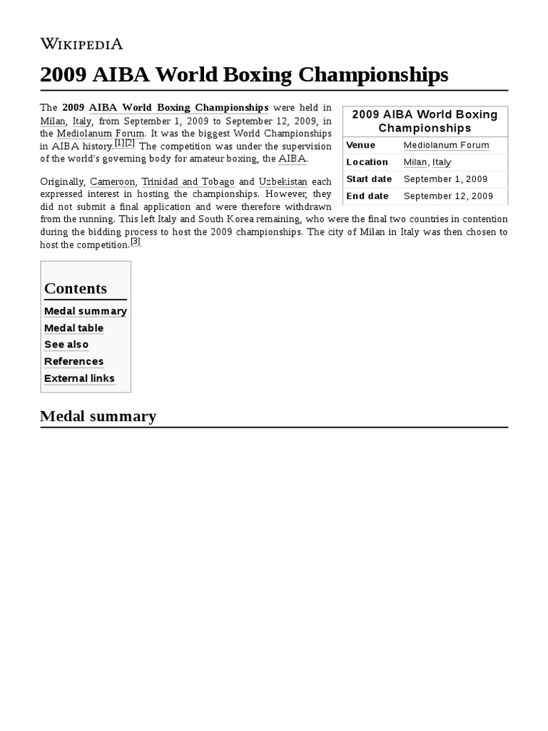 2009 AIBA World Boxing Championships | PDF