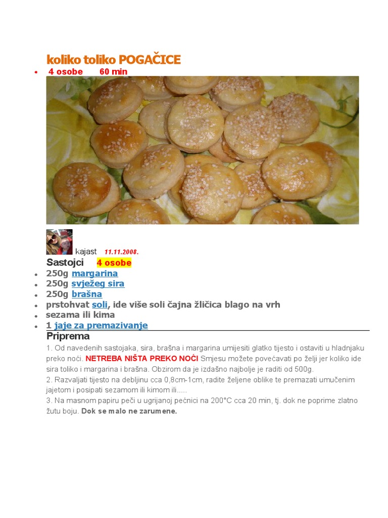 Koliko Toliko POGAČICE | PDF