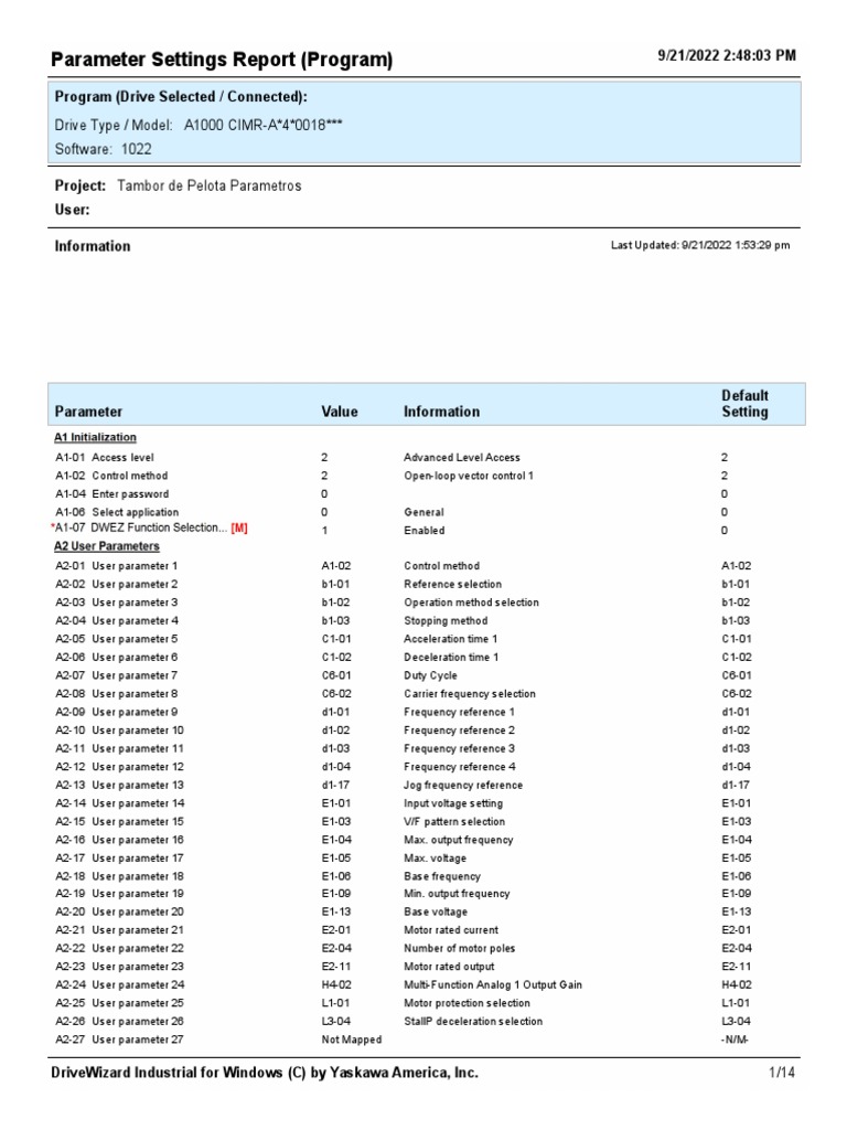 Parametros Yaskawa Parameters | Download Free PDF | Parameter (Computer Programming) | Feedback