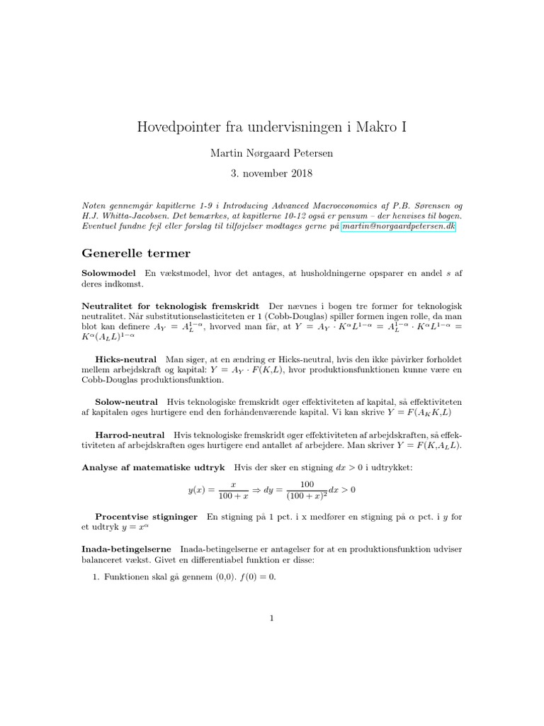 Hovedpointer Fra Makro I | PDF Hovedpointer Fra Makro I | PDF