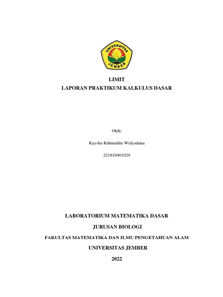 Laporan 4 Kalkulus Pertemuan 6 | PDF | Sains & Matematika