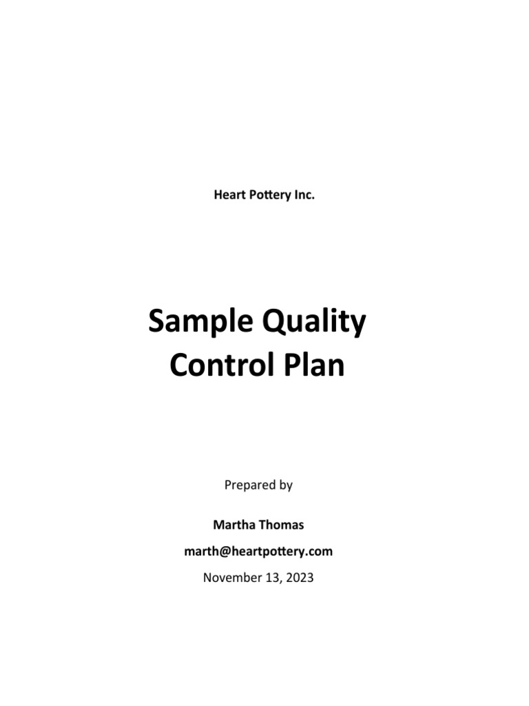 Sample Quality Control Plan Template | PDF | Pottery | Ceramics