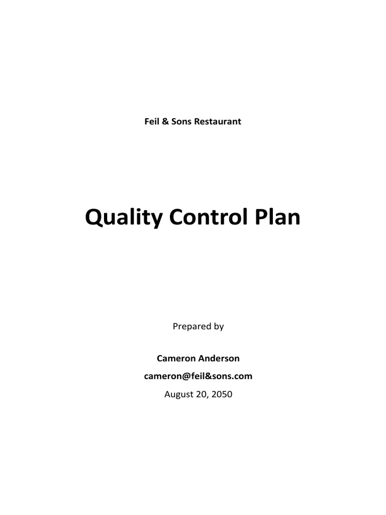 Free Simple Quality Control Plan Template | PDF | Foodservice | Restaurants