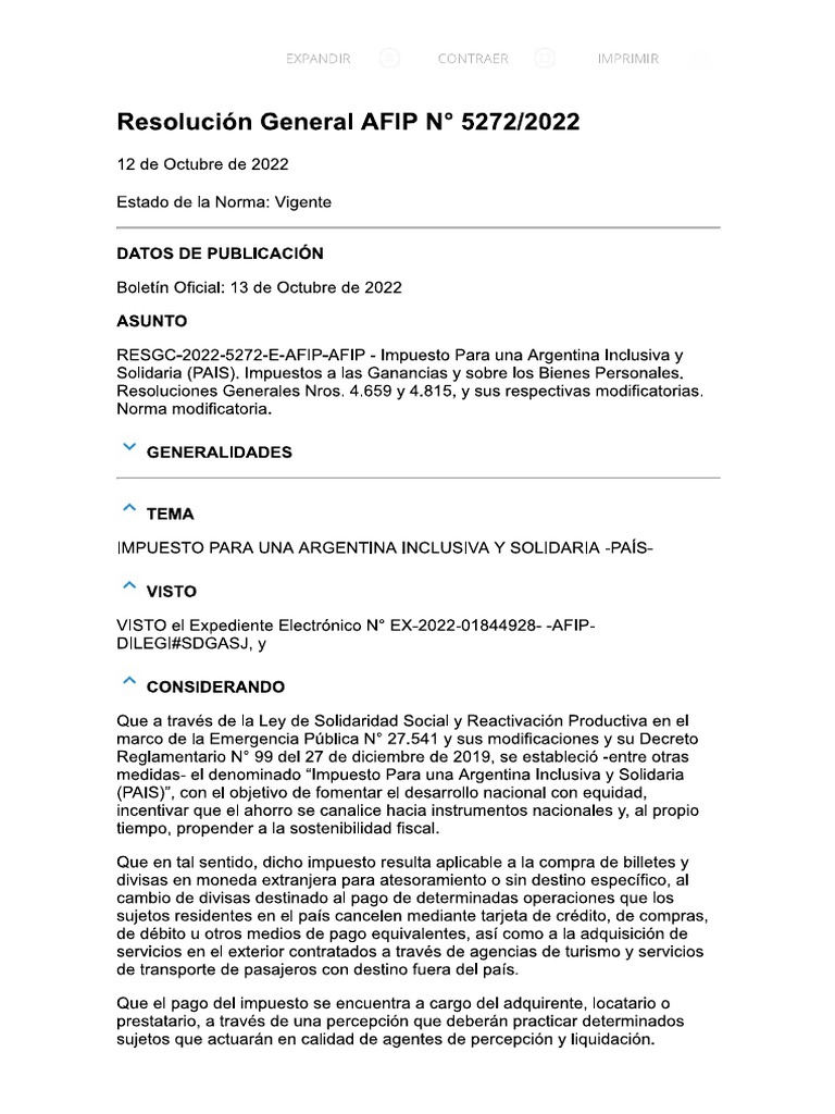 RG 5272-2022 IPAIS-Percepcion - Iganancias | PDF
