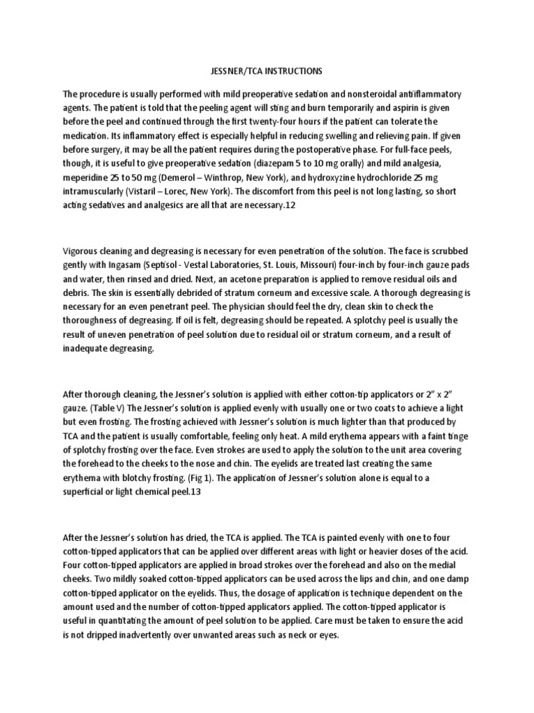 Jessner Tca Instructions | Download Free PDF | Analgesic | Medicine