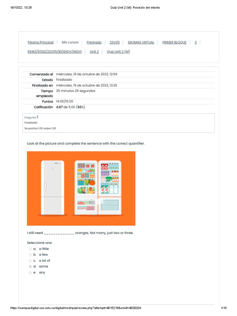 Quiz Unit 2 (M) - Revisión Del Intento | PDF | Lunch | Soft Drink