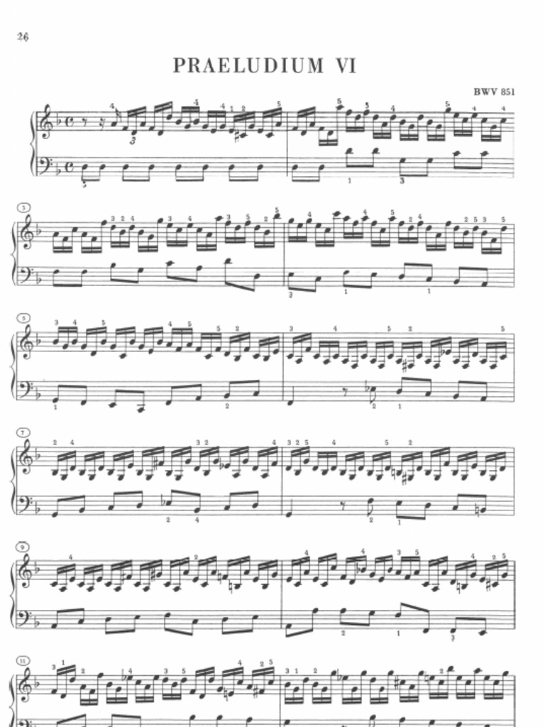 Bach - DWC - BWV851 - Praeludium & Fuga VI in D-Moll | PDF