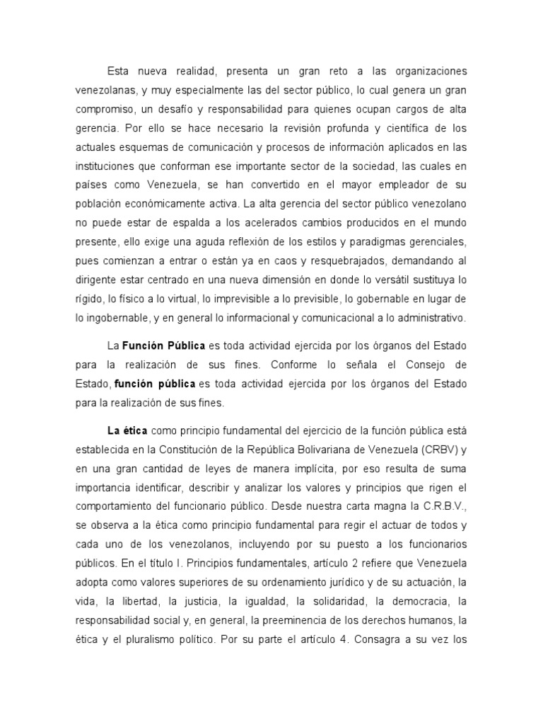 Tema V La ética Y La Función Pública Pdf Administración Pública