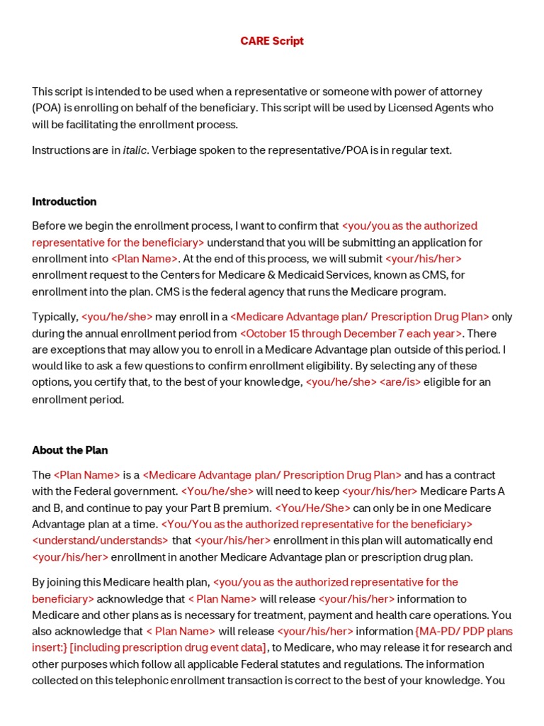 CARE Script | PDF | Medicare (United States) | Medicaid