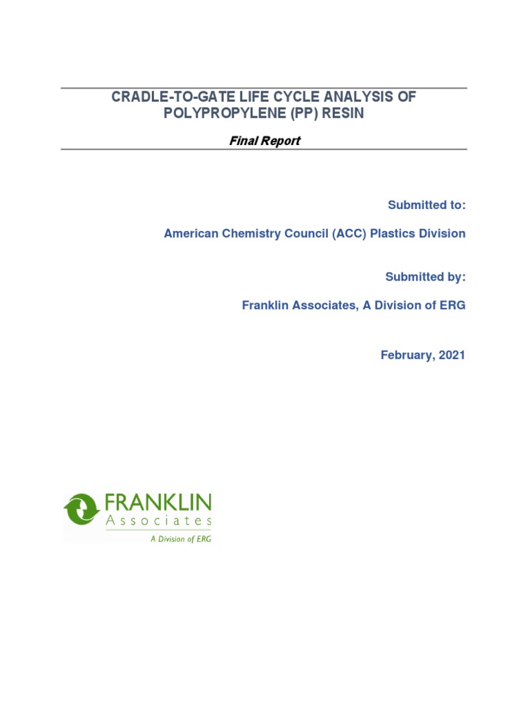 Cradle To Gate Life Cycle Analysis of Polypropylene PP Resin | PDF ...