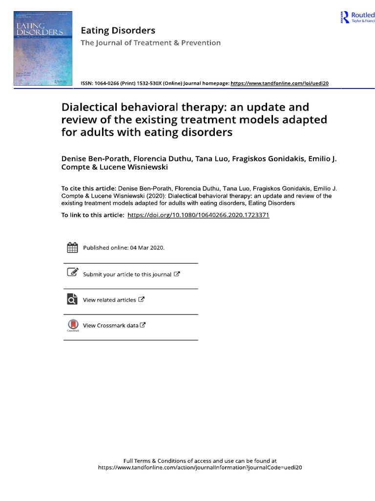 DBT An Update and Review of The Existing Treatment Models For Adults ...