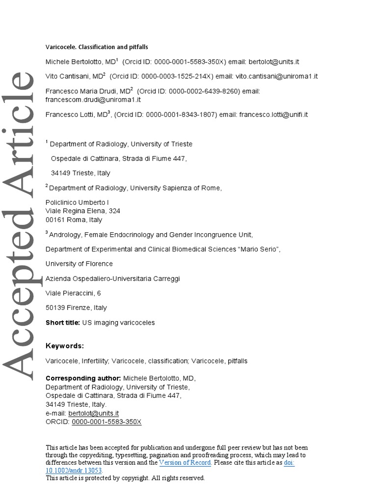 Varicocele Classification and Pitfalls | PDF | Medical Imaging ...
