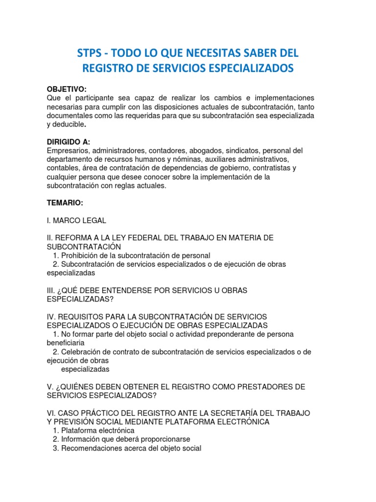 STPS-Todo Lo Que Necesitas Saber Del Registro de Servicios ...
