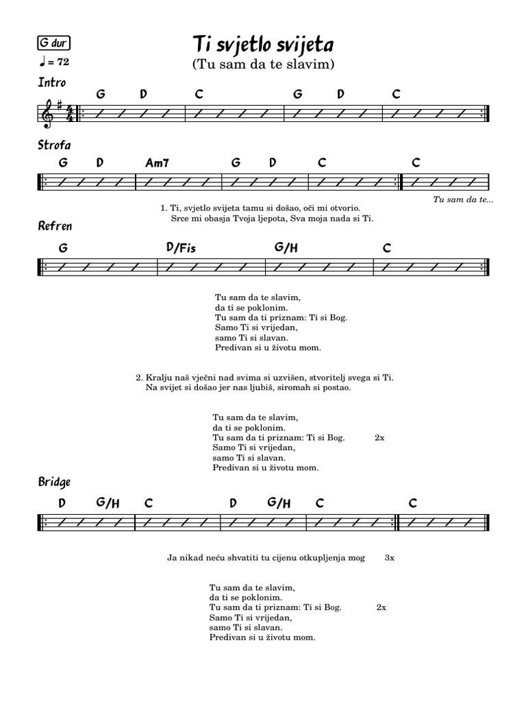 Ti Svjetlo Svijeta - Tu Sam Da Te Slavim | PDF