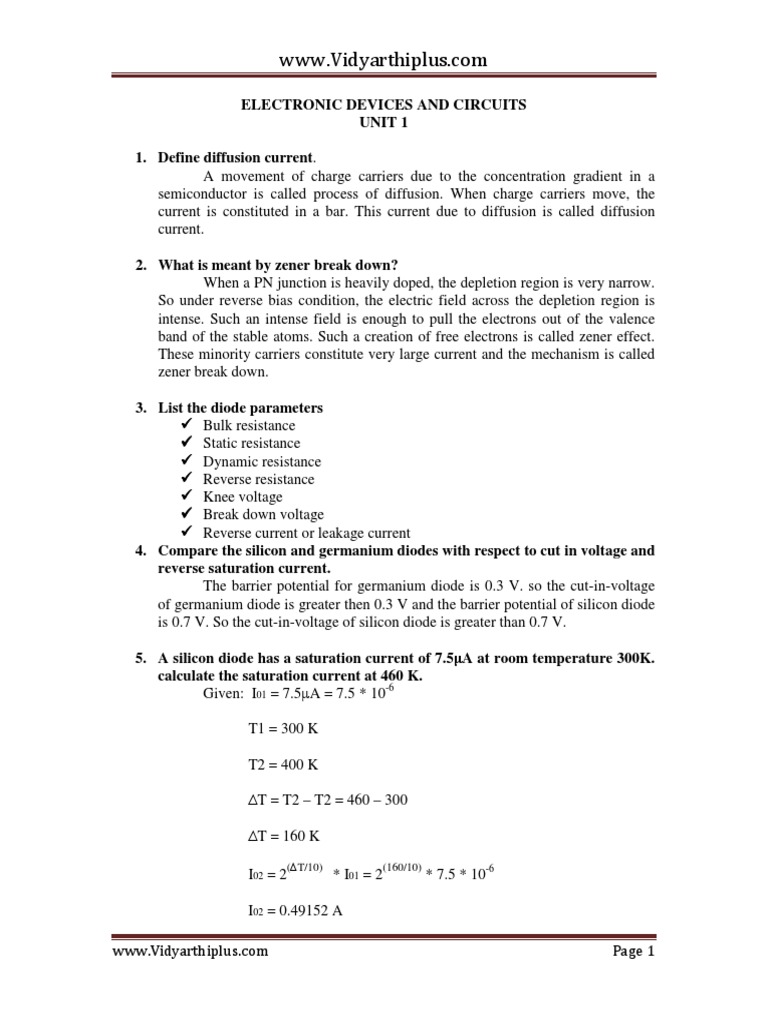 EI2203 EDC 2marks | PDF | Field Effect Transistor | P–N Junction
