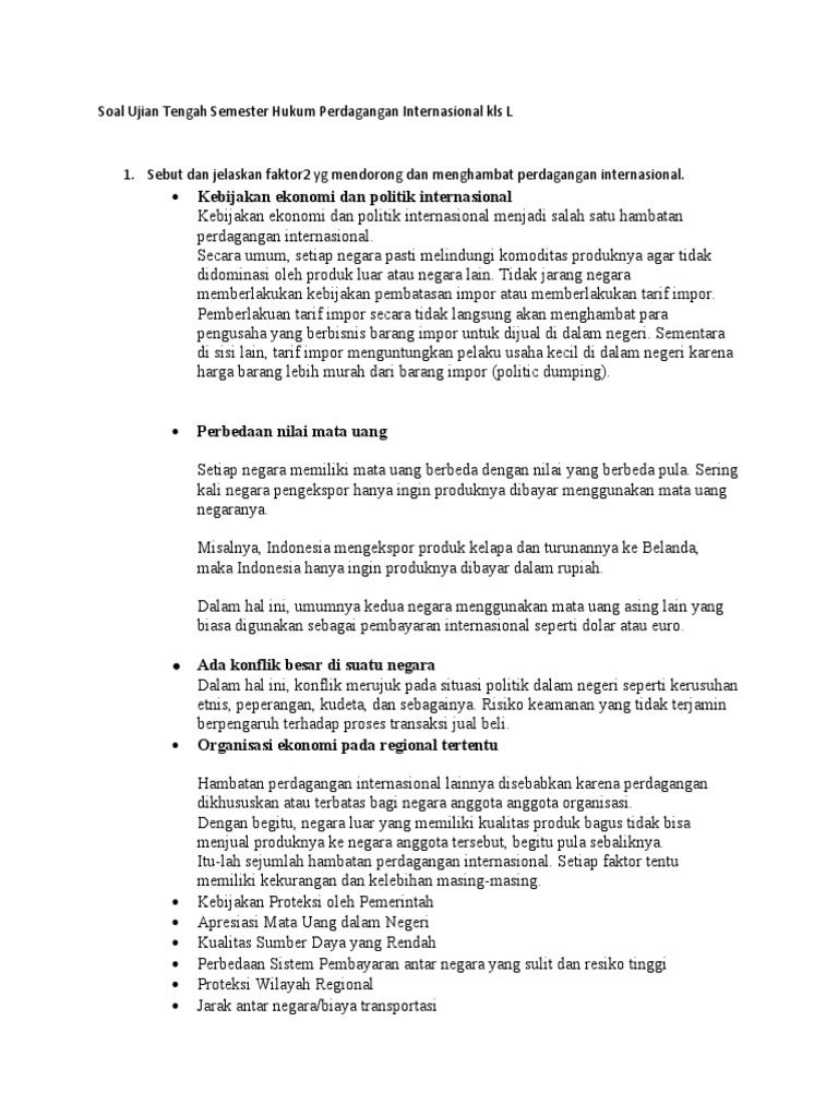 Uts Perdagangan Internasional | PDF