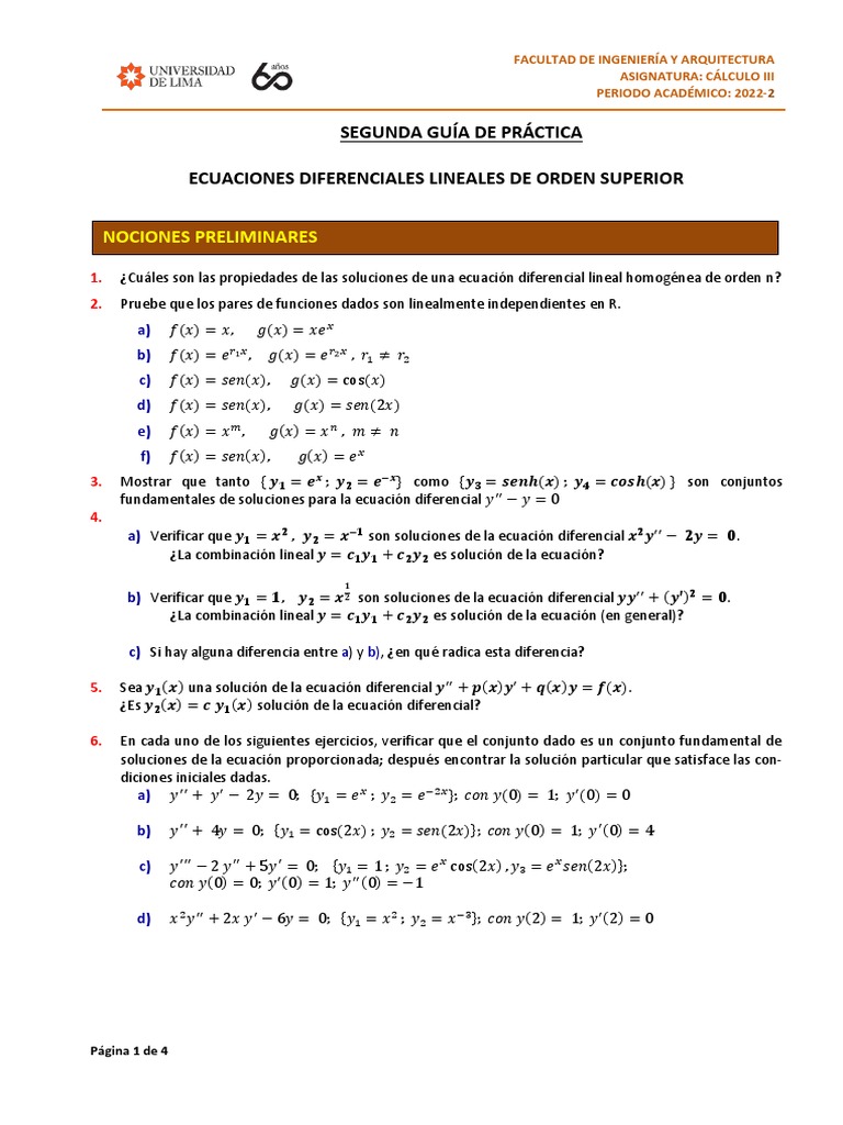 C3-Guia N02 2022-2 | PDF | Ecuaciones | Ecuaciones diferenciales