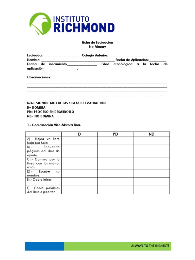 Evaluación Admisión Pre-Pre-Primary 2022-2023. | PDF