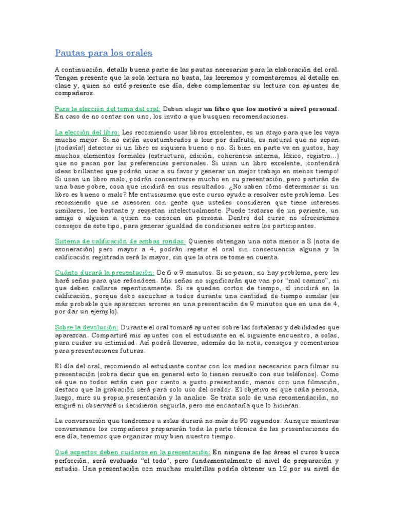 Pautas para Los Orales, C.P., FIUM | PDF | Comunicación