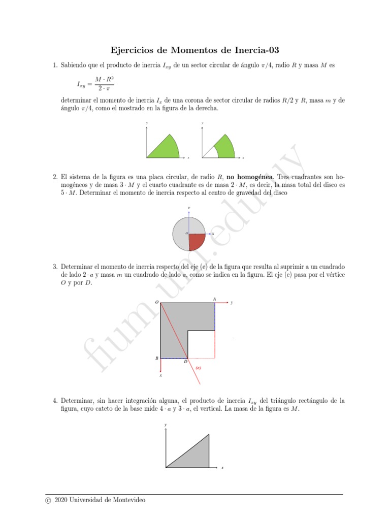 Momentos de Inercia Ejercicios 03 | PDF | Masa | Triángulo