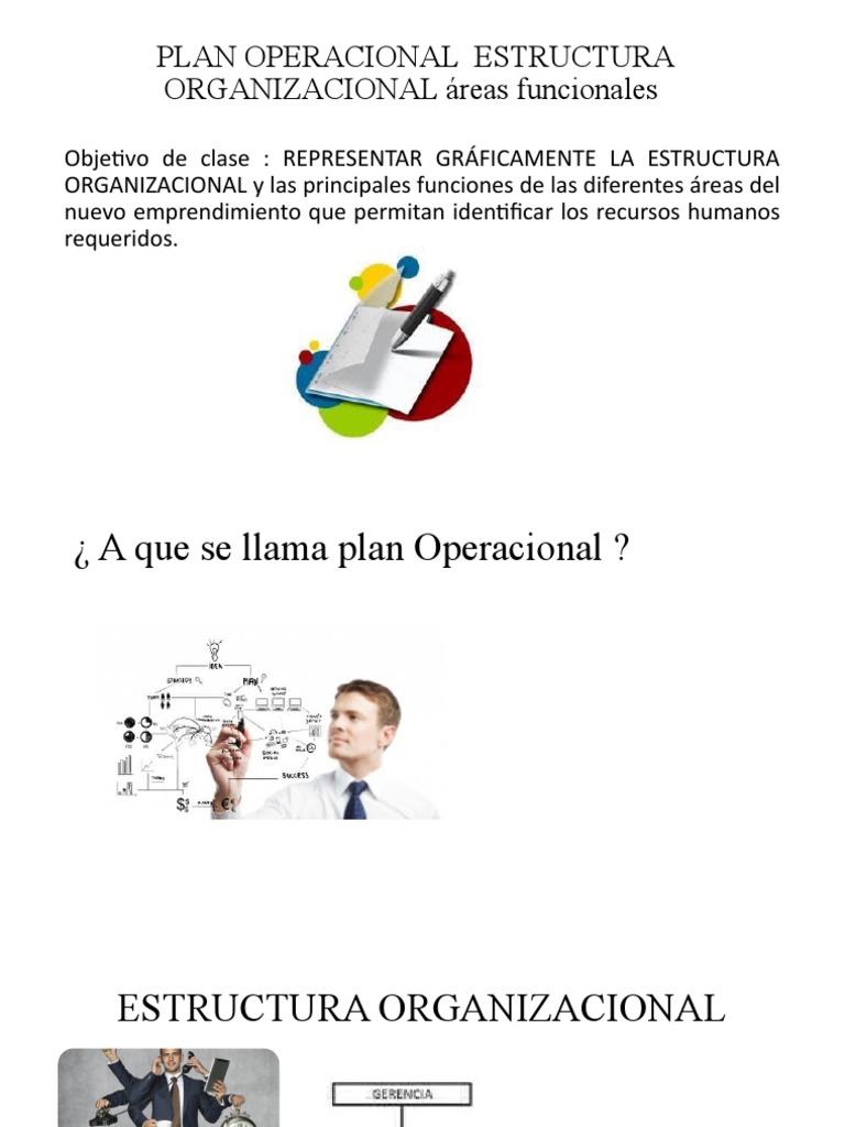 Plan operacional que describe la estructura organizacional y las áreas ...
