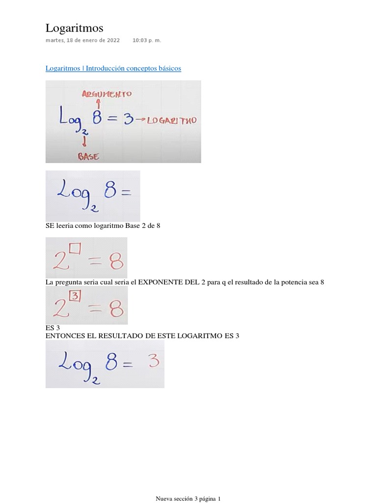 Logaritmo | PDF | Logaritmo | Exponenciación