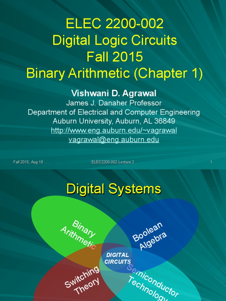 Lec2 Binaryarithmetic Pdf Elementary Mathematics Theoretical Computer Science