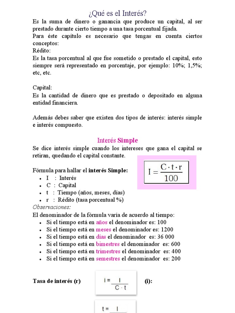 Interes Simple y Compuesto | PDF | Interés | Economias
